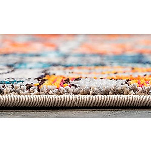 Unique Loom Estrella Collection Floral, Geometric, Vibrant, Modern, Abstract Area Rug (3' 3 x 5' 3 Rectangular, Orange/Blue)