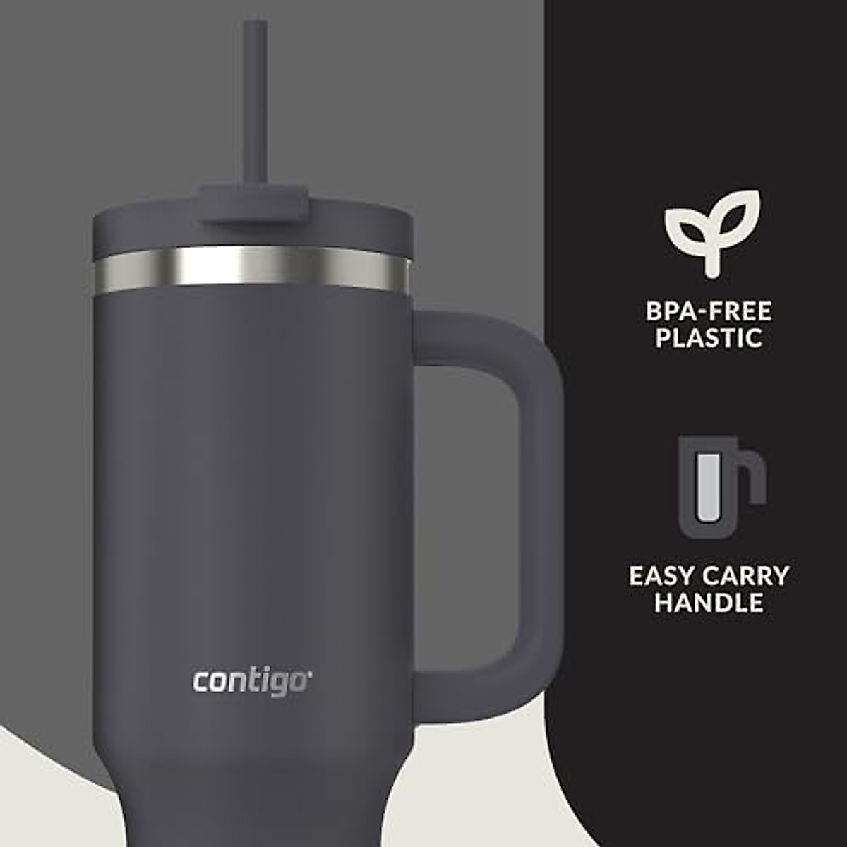 Contigo Streeterville 40oz Tumbler, Stainless Steel Vacuum Insulated, Leak-Proof, Cold for 29 Hours, Darkstone