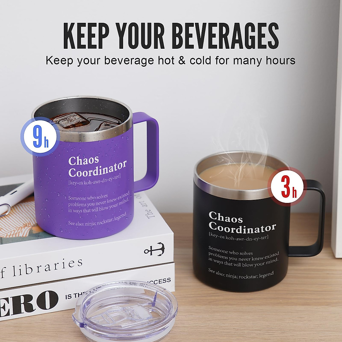 NOWWISH Christmas Gifts for Men Boss Coworker Teacher Friend - Chaos Coordinator Mug - White Elephant,Birthday, Funny Gifts for Men, 14oz Black