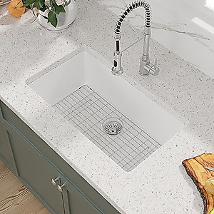 33 White Kitchen Sink Undermount - Sarlai 33 x 19 Kitchen Sink Granite Composite Quartz Under Counter Single Bowl Kitchen Sink Basin, White