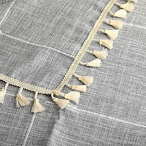 Bettery Home Cotton Linen Rectangular Tablecloth Tassel Plaid Table Cloth for Dining Kitchen Room Tabletop Decoration, 36" x 52" Grey