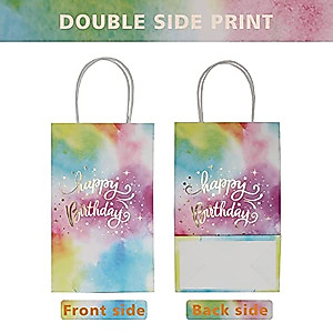 ECOHOLA Birthday Favors Gift Bags with Handle,30 pieces Gold Foil Birthday Kraft Paper Bags,Party Favor Bags for Goodie,Candy,Donut,Gifts - Size 9'(H) x5.5'(L) x3.2'(D)