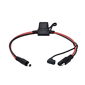 CERRXIAN 40cm 14AWG DC 5.5mm x 2.1mm to SAE 2 Pin Quick Disconnect Wire Harness Extension Cable with 10A Fuse for Portable Powers, Motorcycle Solar Panel Charger