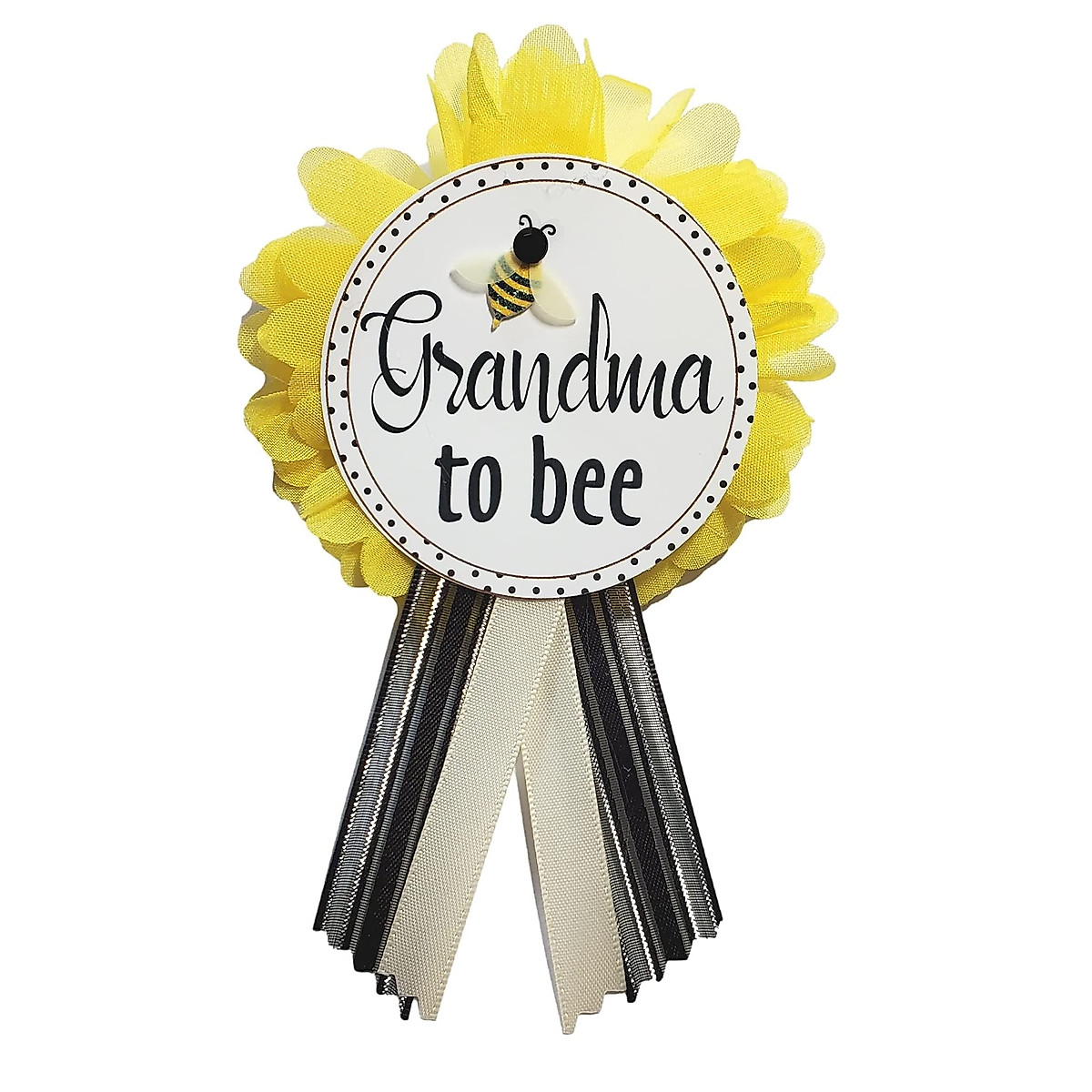 Grandma to Be Pin Bee Baby Shower Badge Corsage Yellow Flower & Black Ribbon pin for Nona to wear Sprinkle Bumble
