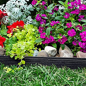 EasyFlex Tall Wall No-Dig Landscape Edging with Anchoring Spikes, 2.5 in. Tall Straight Top Plastic Garden Border with Woodgrain Texture, 40 Foot Kit, Black (3220E-40C)