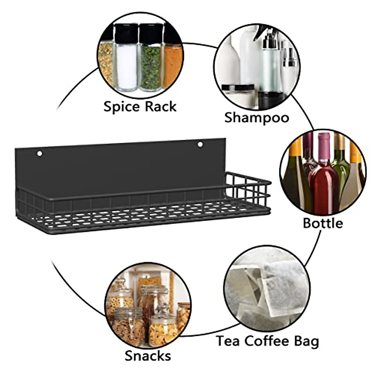 Spaclear Magnetic Spice Rack for Refrigerator, 4 Pack Spice Rack Organizer, Super Strong Magnetic Moveable Metal Kitchen Organization, Spice Rack Wall Mount Seasoning Organizer Rack, Fridge Organizer