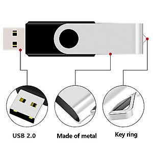 Flash Drive 8GB 5 Pack USB 2.0 Thumb Drive Jump Drive Pen Drive Bulk Memory Sticks Zip Drives Swivel with Led Light Keychain Design Yellow/Red/Blue/Green/Black (5 Pcs Mixed Color)