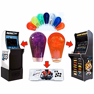 Alvatron Set of 2 Transparent Joystick Bat Top Handles Clear Oval Translucent Ball Tops for Arcade1up, Atgames Legends Ultimate Arcade, Pandora's Box, Mame, Seimitsu, Zippy, JLF Sanwa (Purple/Red)