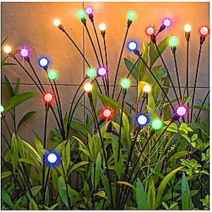 Fivahiva Solar Firefly Lights, Solar Garden Lights Outdoor Waterproof Starburst Swaying Light Sway by Wind Outdoor Christmas Decorations Lights for Yard Color Changing RGB Light (2Pack)