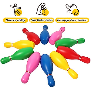 Liberry Toy Bowling Set for Kids Ages 2 3 4 5, Includes 10 Plastic Pins & 2 Balls, Toddler Indoor Outdoor Activity Games, Educational Birthday Gifts for Boys Girls