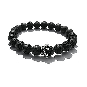 SIVITE Crown Lava Rock Howlite Beads Bracelet Essential Oil Diffuser Friends Couples Distance Bracelets