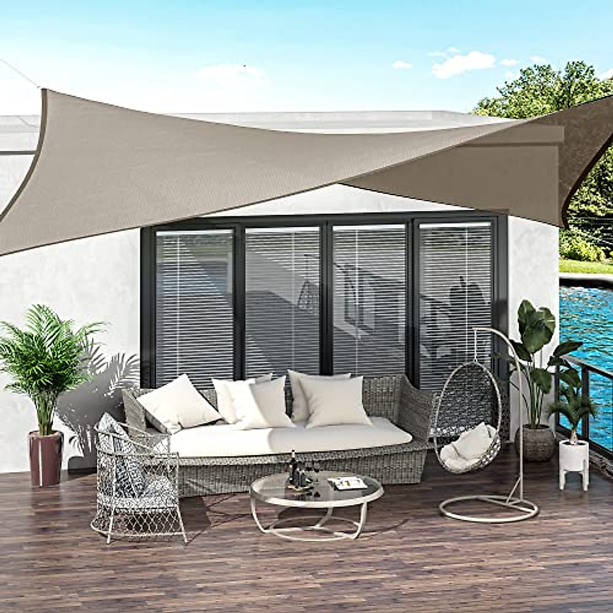 Outsunny 16' x 20' Sun Shade Sail Canopy, Rectangle UV Block Awning for Patio Garden Backyard Outdoor, Brown