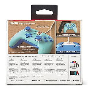PowerA Nano Wired Controller for Nintendo Switch - Animal Crossing, Comfortable Ergonomics, Officially Licensed