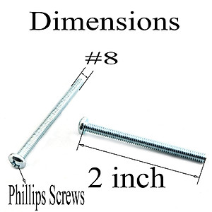 24pcs 8-32 x 2" Machine Screws Metal Mounting Hardware Fitting Fastening Accessories Cross Slotted Round Phillips Head Screw Bolt