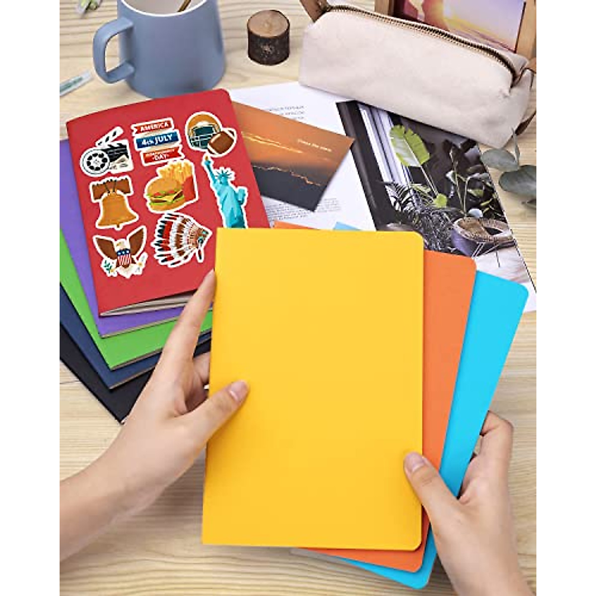 Gwybkq A5 Lined Notebooks Bulk Journals for Kids Writing 16 Packs(5.5x8.3) College Ruled,Colored Notebooks for College Students Teen School Office Supplies Note Taking