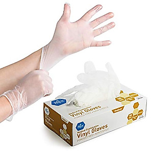 Med PRIDE Medical Vinyl Examination Gloves (Medium, 100-Count) Latex Free Rubber | Disposable, Ultra-Strong, Clear | Fluid, Blood, Exam, Healthcare, Food Handling Use | No Powder