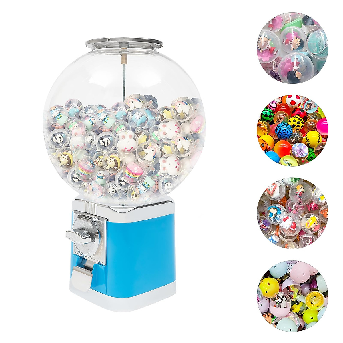 Coin Gumball Machine Toy Vending Machine,11 Inch Mini Vending Machine for Kids,Gumball Bank,Metal Candy Dispenser,Home Vending Machine,Vintage Gum Ball Machine (Sky Blue)
