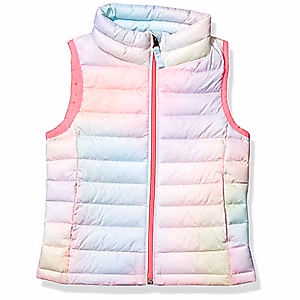 Amazon Essentials Girls' Lightweight Water-Resistant Packable Puffer Vest, Pink Ombre, Small
