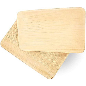 Dtocs Palm Leaf Plates 6x9 Inch Rectangle Tray (Pack 50) | Bamboo Plate Like Biodegradable Compostable Plate, Disposable Charcuterie Board, Mini Cheese Board | Sturdy Than Heavy Duty Paper Plates