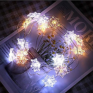 Waterproof 30LEDs String Snowflake Light, Wire LED Light, Decoration Lamp Fairy Lights for Wedding Celebrations Courtyards Home Gardens Bedrooms