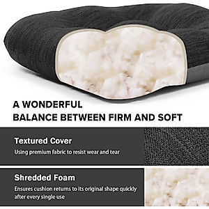 baibu 14×14 Metal Dining Chair Pads with Ties Set of 2, Super Soft Kitchen Chair Cushions Bar Stool Cushions with Non-Slip Bottom - 2 Cushions only (Black, 14×14×2.5in)