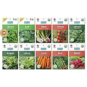 Back to the Roots Organic Seed Bundle - Herbs and Vegetables Variety Pack for Planting - Assorted Non-GMO Seed Mix for Beginner Indoor and Outdoor Gardening, 10-Pack