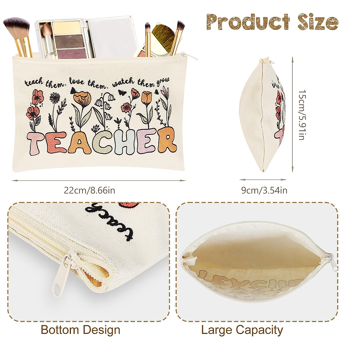 Teacher Appreciation Gifts for Women - 12oz Tumbler, Canvas Tote, Notebook & Pen Set for Christmas/Birthday/Retirement - Perfect for Preschool, Science, English Teachers (Students/Parents Gift Idea)