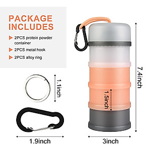 2 Pcs Protein Powder Container, Protein Powder Travel Container, Travel Powder Container, Baby Formula Dispenser on The Go (Pink)