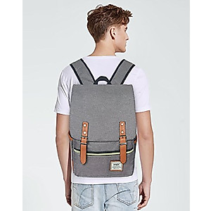 Furivy Unisex Oxford Retro Style Laptop Backpack College School Bag Student Daypack Rucksack Light Gray