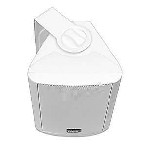 Pyle Wall Mount Home Speaker System - Active + Passive Pair Wireless Bluetooth Compatible Indoor / Outdoor Water-resistant Weatherproof Stereo Sound Speaker Set with AUX IN - PDWR51BTWT (White)