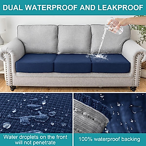 LiveGo Patio Sofa Cushion Cover Outdoor Waterproof Cushion Cover Replacement Patio Furniture Cushions Couch Slipcovers Chair Seat Cover Soft Flexibility Protector (2, Navy Blue)