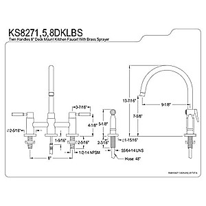 Kingston Brass KS8271DKLBS Concord Bridge Kitchen Faucet, Polished Chrome
