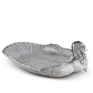 Arthur Court Designs Aluminum Metal Thanksgiving Turkey Large Heavy Serving Tray/Platter - Full Turkey Tray - Holiday Platter 24 inch x 18 inch x 7.5 inch
