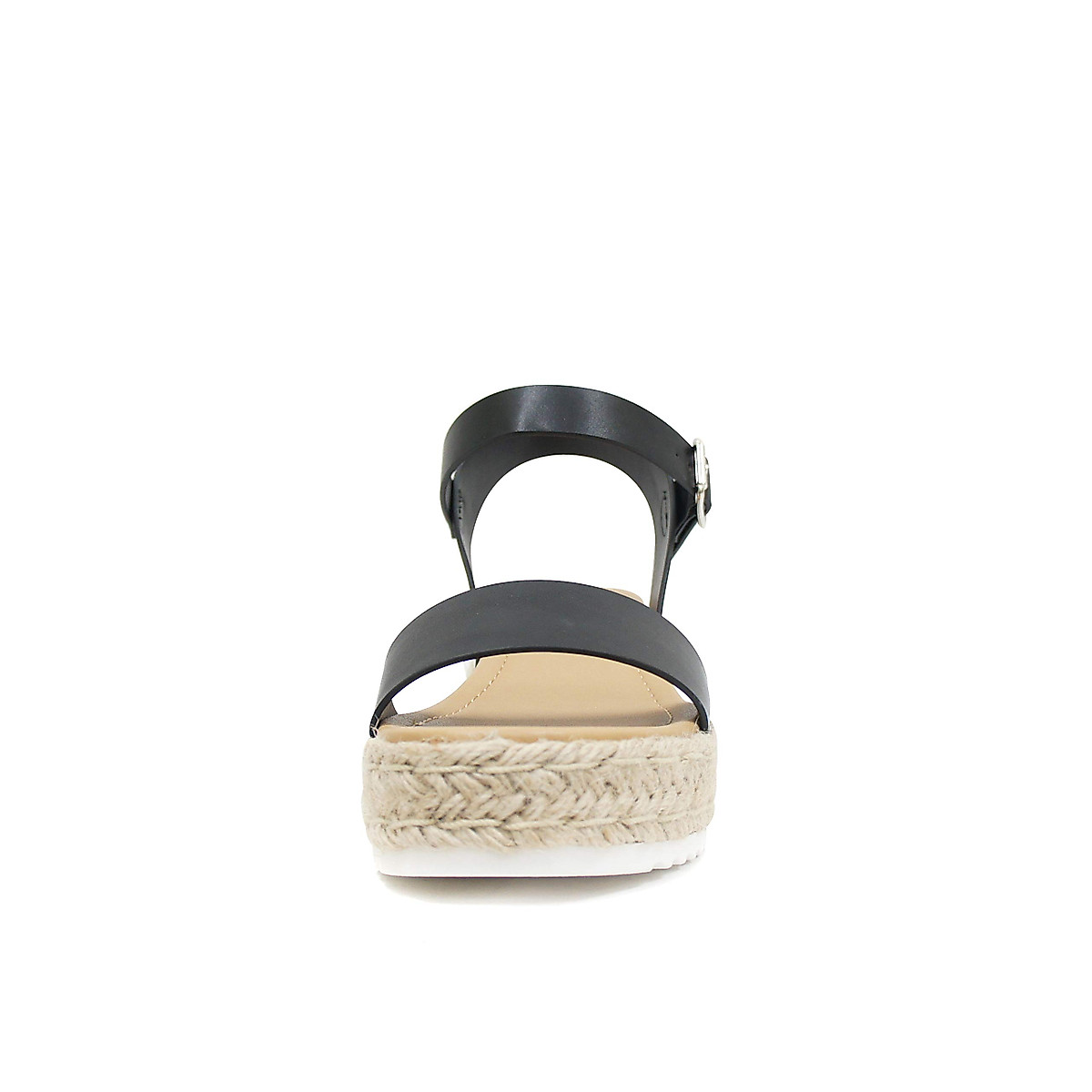 Soda Clip Top Shoe Women's Open Toe Ankle Strap Espadrille Sandal (7.5 M US, Black New)