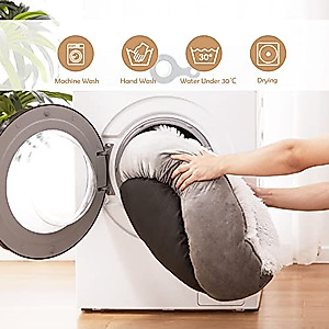 JOEJOY Small Dog Bed & Cat Bed, Anti-Anxiety Puppy Cuddler, Cozy Soft Round Fluffy Plush Pet Bed, Machine Washable, Anti-Slip Bottom (20", Grey)