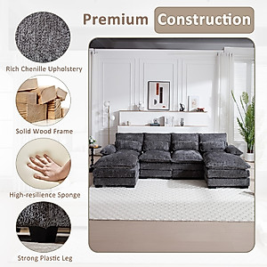 Tmsan Modular Sectional Sofa, 110.63" Chenille Sectional Couches for Living Room, Modern U Shaped Cloud Couch Large Overstuffed Sofa with Chaise for Bedroom Apartment Office