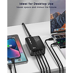 USB C Charger, LDNIO 65W 4-Port USB C Charging Station with LED Display, PPS Fast USB C Wall Charger with PD3.0&QC4.0 for MacBook Pro/Air, iPad, Laptops, iPhone, Samsung Galaxy, Steam Deck and More
