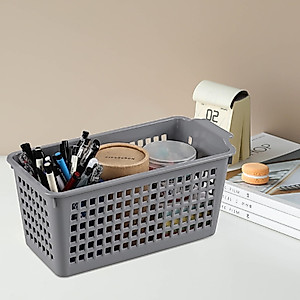 Jnktka 6-Pack Plastic Storage Baskets, Small Pantry Basket Bins Organizer, Grey