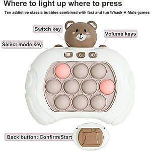 Quick Push Bubble Competitive Game Console Series, Quick Push Game Console, Decompression Breakthrough Puzzle Pop Game Machine, Multiple Game Modes Toy for 3+ Years (Pink)