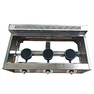 Food Warmer Commercial Gas Bain Marie Buffet Countertop Food Warmer Steam Table Steamer Soup Warmer Adjustable Temp Gas Fryer Steamer Cooking Heating Pot (3 Pan)