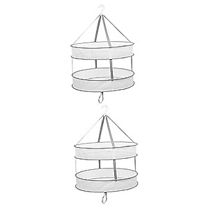 Cabilock 2pcs Double Clothes Basket mesh Bra Grey Towels Gray Towels Laundry Drying Rack Collapsible Towels Drying Hanger Collapsible Drying Rack Towels Drying mesh net Bras Drying net Grid