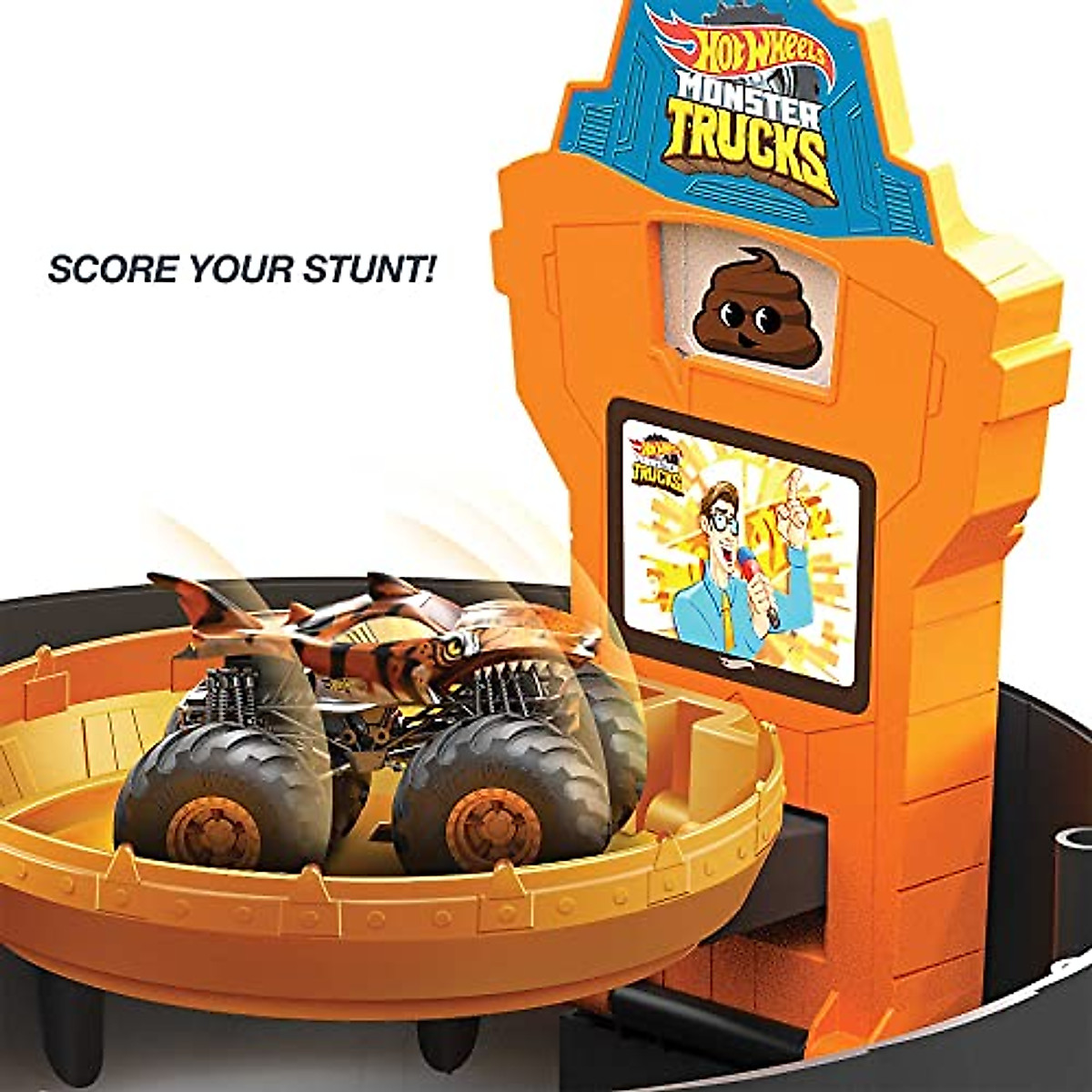 Hot Wheels Monster Trucks Stunt Tire Playset With 3 Toy Monster Trucks & 4 Hot Wheels Toy Cars in 1:64 Scale [Amazon Exclusive]
