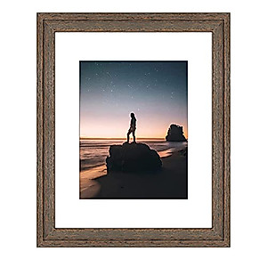 Golden State Art, 16x20 Picture Frame - Displays 11x14 Photo with Mat or 16x20 Without Mat, Wide Moulding Solid Wood Frame for Wall Display, Distressed Brown
