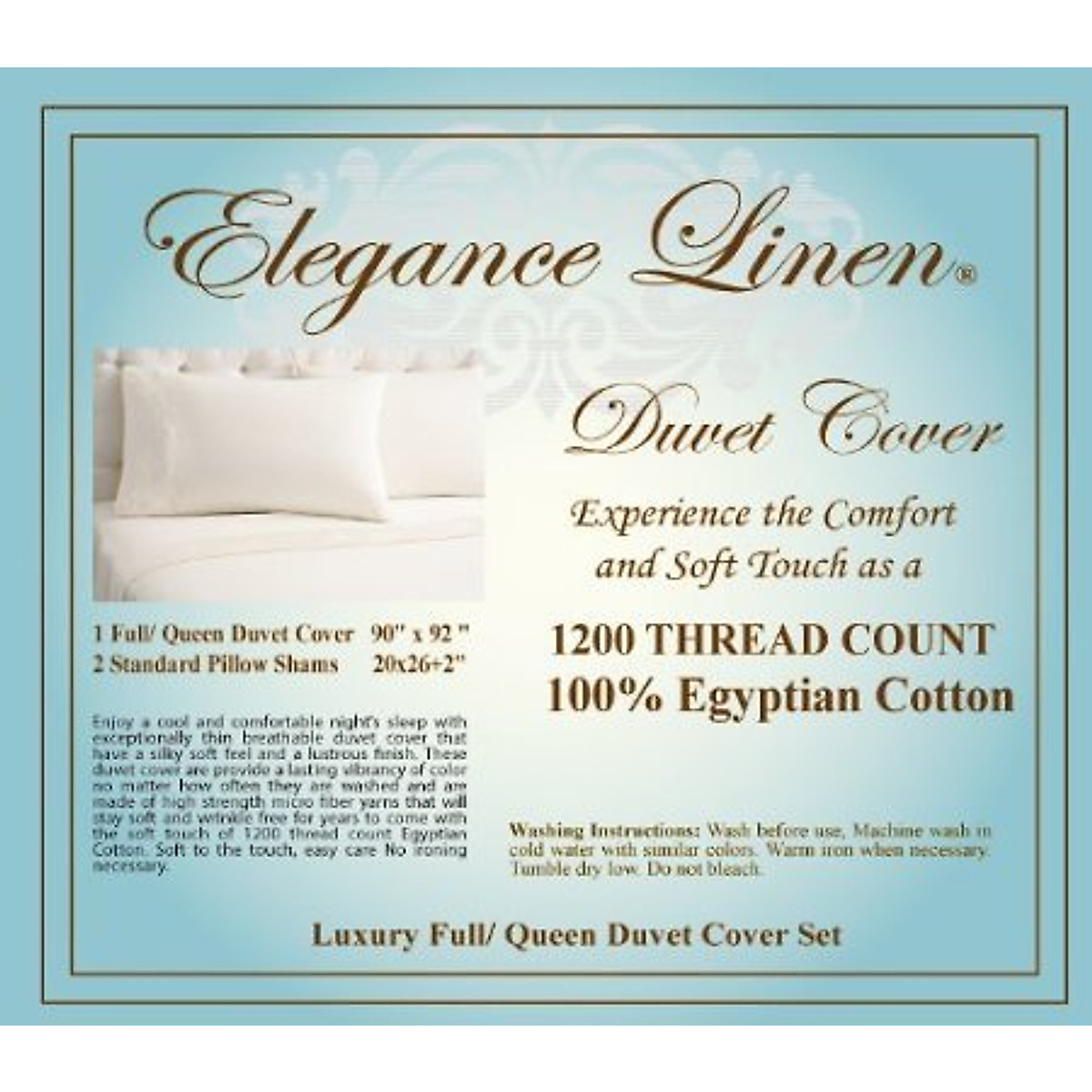 Elegance Linen Wrinkle-Free- 1200 Thread Count Egyptian Quality 3pc Duvet Cover Set, Solid, Full/Queen, Light Brown/Taupe