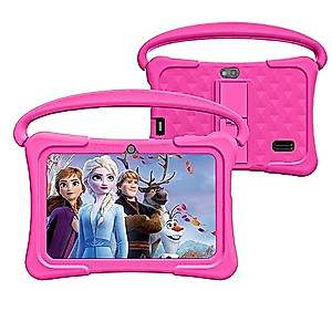 WXUNJA Kids Tablet, 7 inch Android Tablet for Kids, 3GB 32GB Toddler Tablet with Bluetooth, GMS, WiFi, Parental Control, Dual Camera, Shockproof Case, Educational, Games ((Red)