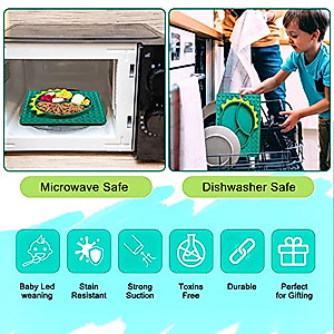 KIYTARBOO Baby Feeding Supplies for Kids and Toddlers - Baby Led Weaning Supplies Includes Plate, Baby Bib, Fork and Spoon Utensils Flatware Baby Eating Set - Durable, Dishwasher Safe -Dinosaur