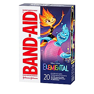 Band-Aid Brand Adhesive Bandages for Minor Cuts & Scrapes, Wound Care Featuring Disney's Elemental Characters, Fun Bandages for Kids and Toddlers, Assorted Sizes, 20 Count