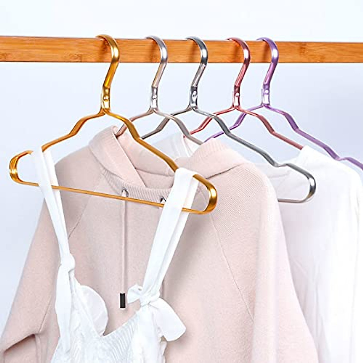 MRBJC Coat Hanger,10/20pcs(41cm),Metal Hangers,Space Saving Clothes Hangers with Notches, Heavy Duty Strong Wire Hanger for Shirt,Dress,Jacket Pink