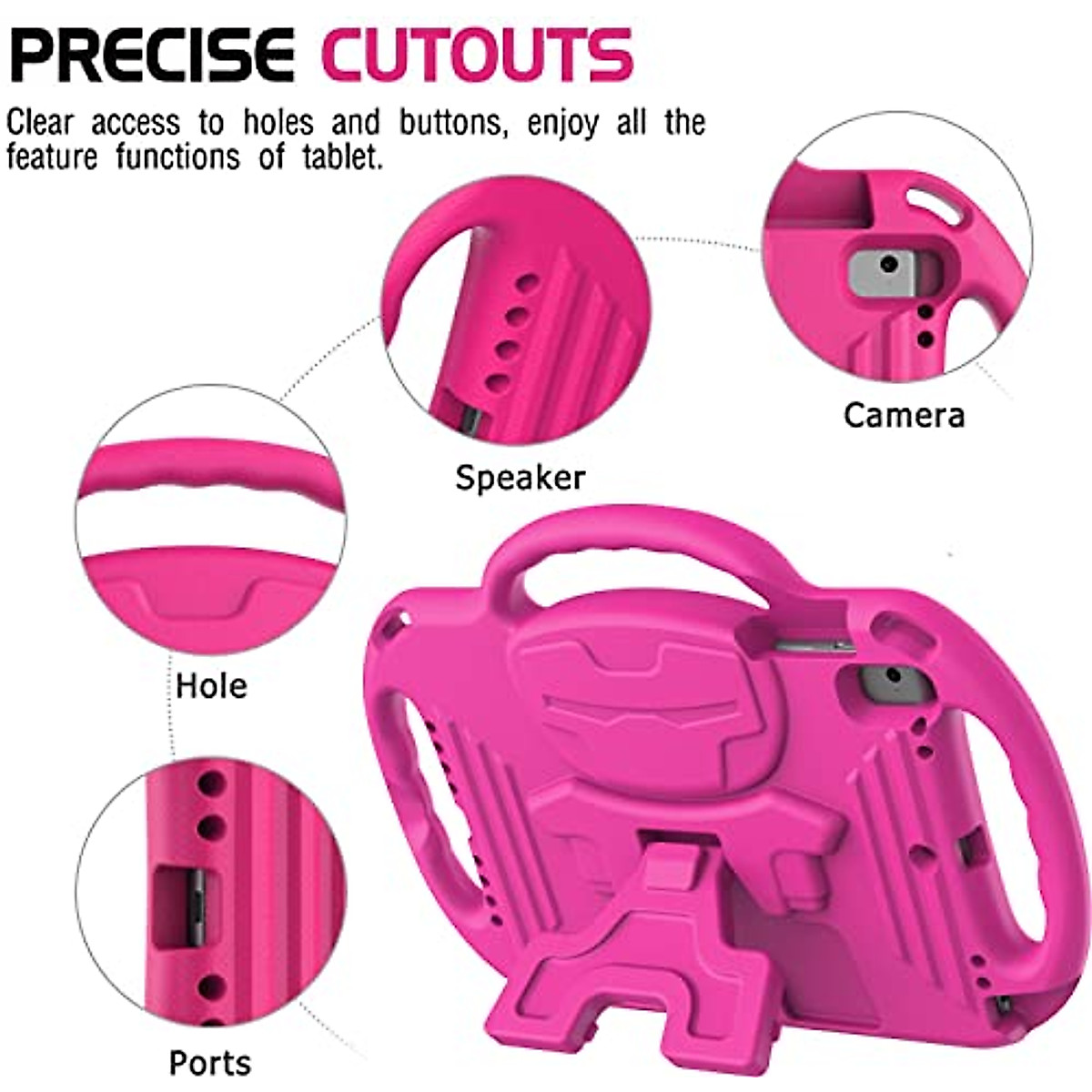 BMOUO Kids Case for iPad 6th/5th Generation (9.7 inch, 2018/2017), iPad Air 1 & iPad Air 2 Kids Case with Shoulder Strap for for iPad 9.7” (iPad 6th/5th Gen)/iPad Air 1st/2nd Generation, Rose