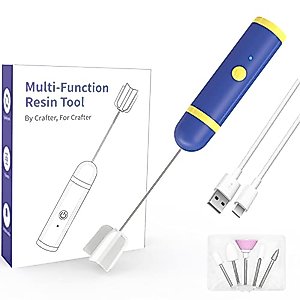 Resin Mixer, Electric 2-in-1 Handheld Rechargeable Epoxy Mixer with Polishing Kit, Resin Supplies, Paint Projects Acrylic Mixing Tools, Minimizes for Resin Bubble Free